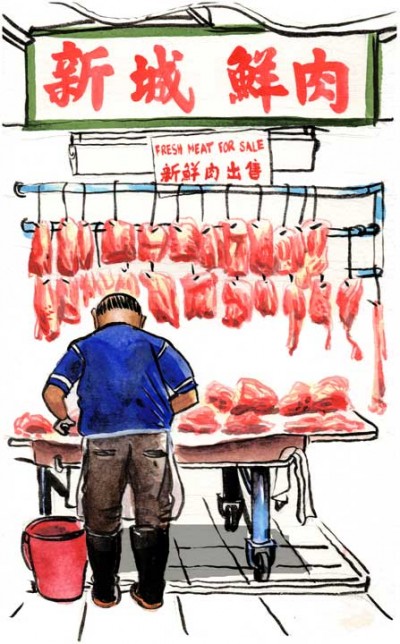 'A butcher in Sheung Shui.' by Michael Sloan - Illustration from United ...